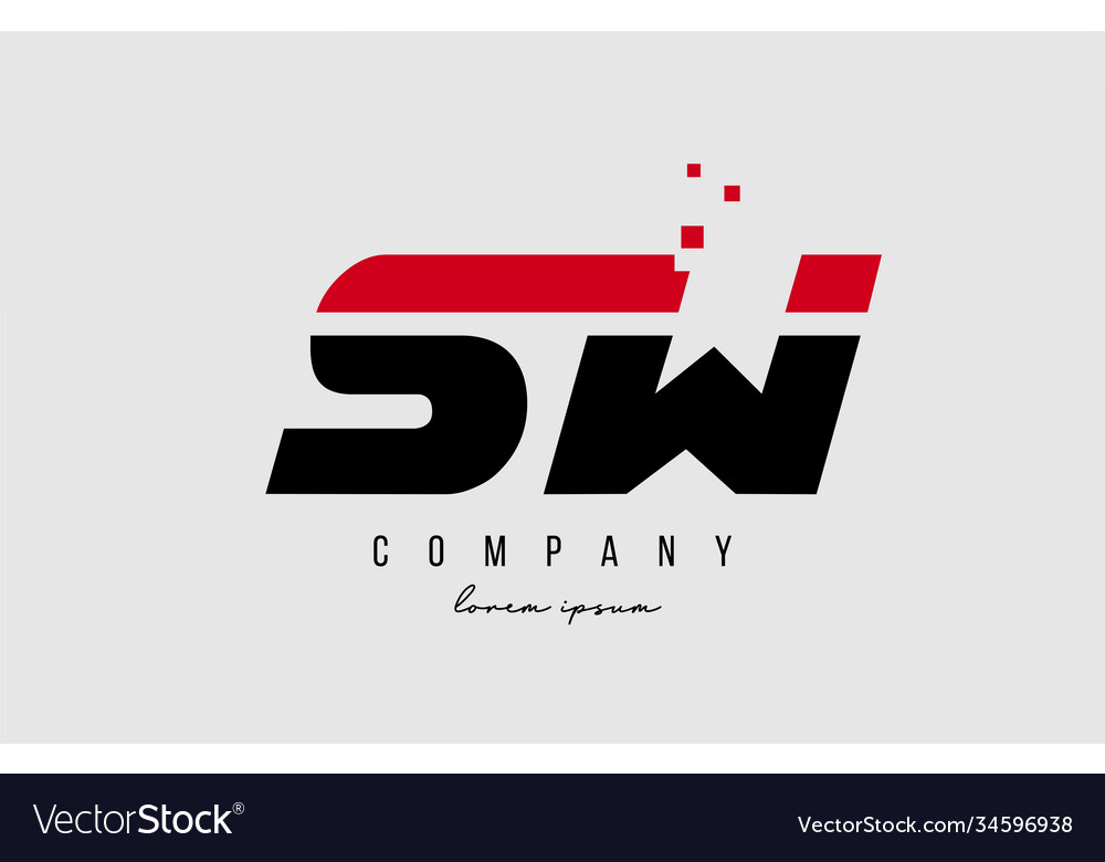 Sw s w alphabet letter logo combination in red Vector Image