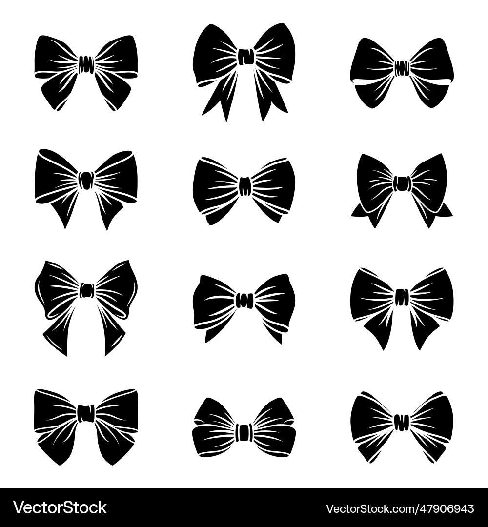 Black and white bow tie or gift bow Royalty Free Vector