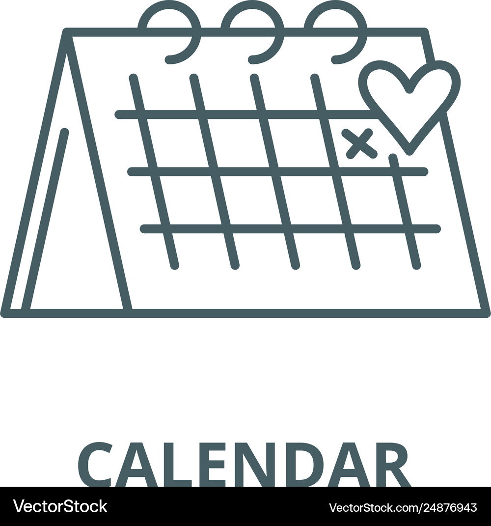 Calendar line icon outline sign Royalty Free Vector Image