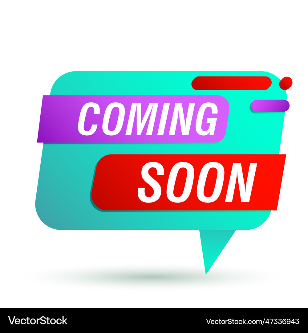 Coming soon cyan banner design Royalty Free Vector Image
