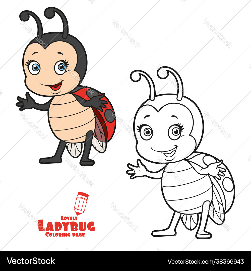 Cute cartoon ladybug stand color variation Vector Image