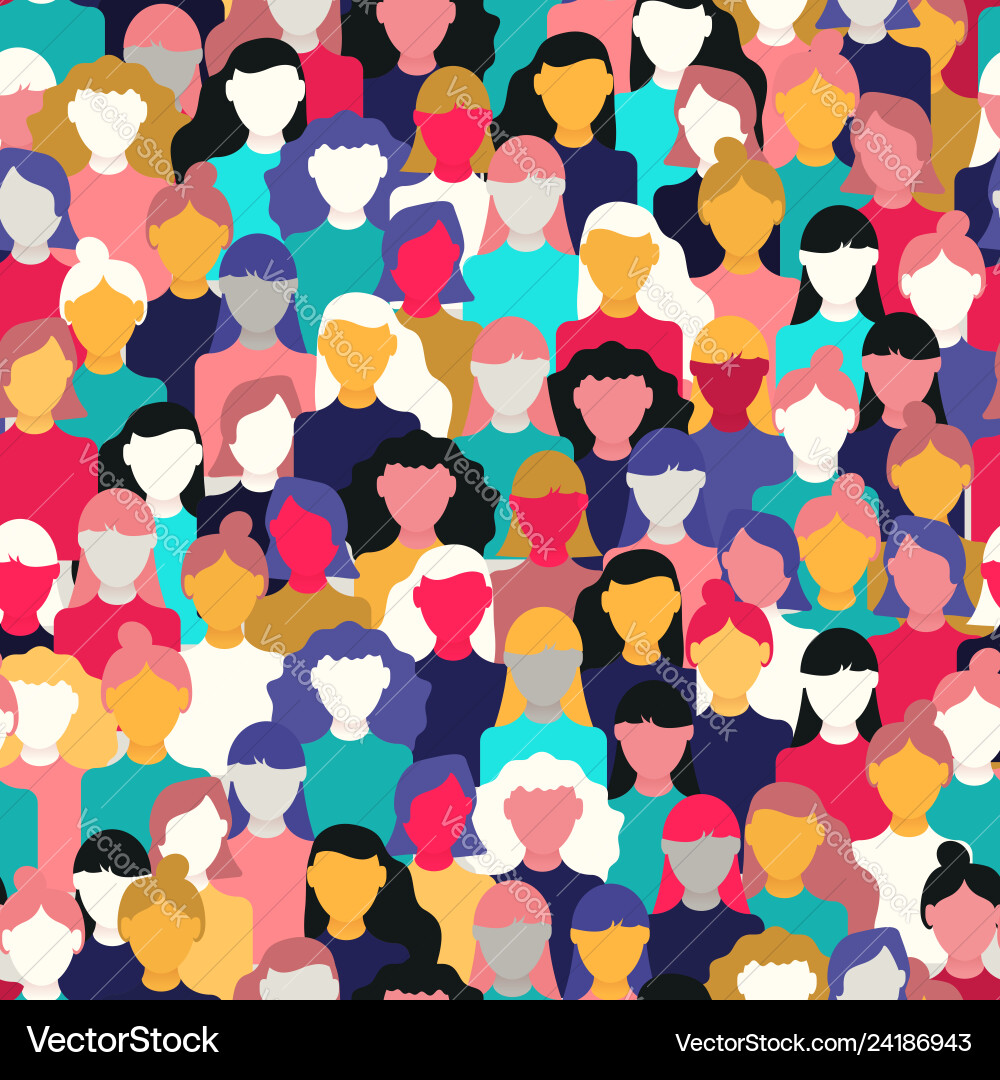 Diverse woman crowd pattern for womens day Vector Image