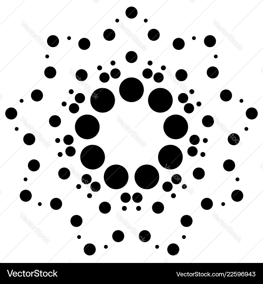 Dots circles radial radiating motif element Vector Image