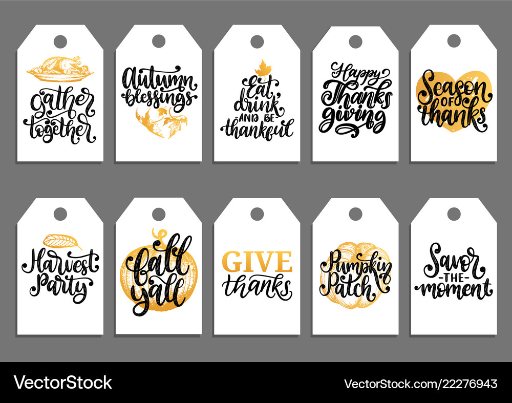 Drawn and handwritten labels autumn Royalty Free Vector