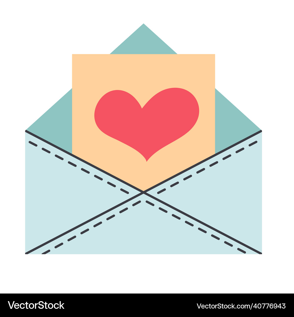 Envelope and a love letter with heart Royalty Free Vector