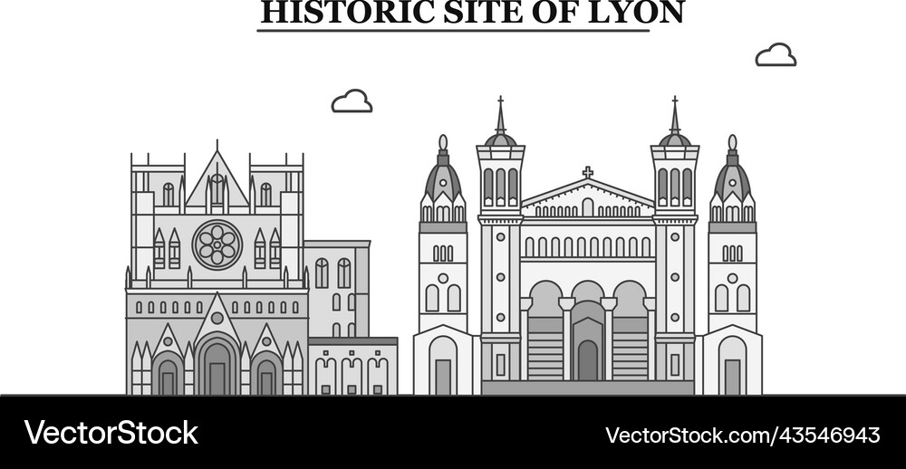 France lyon city skyline isolated Royalty Free Vector Image