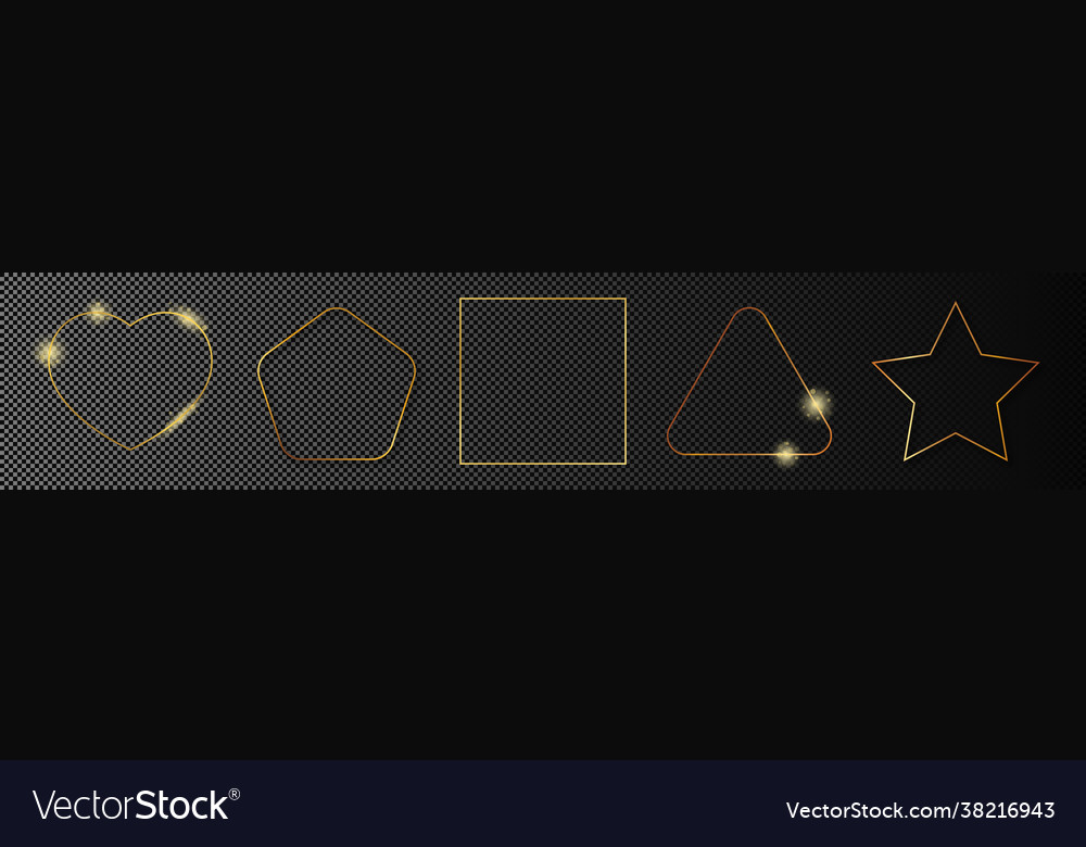 Gold glowing different geometric shape frame Vector Image