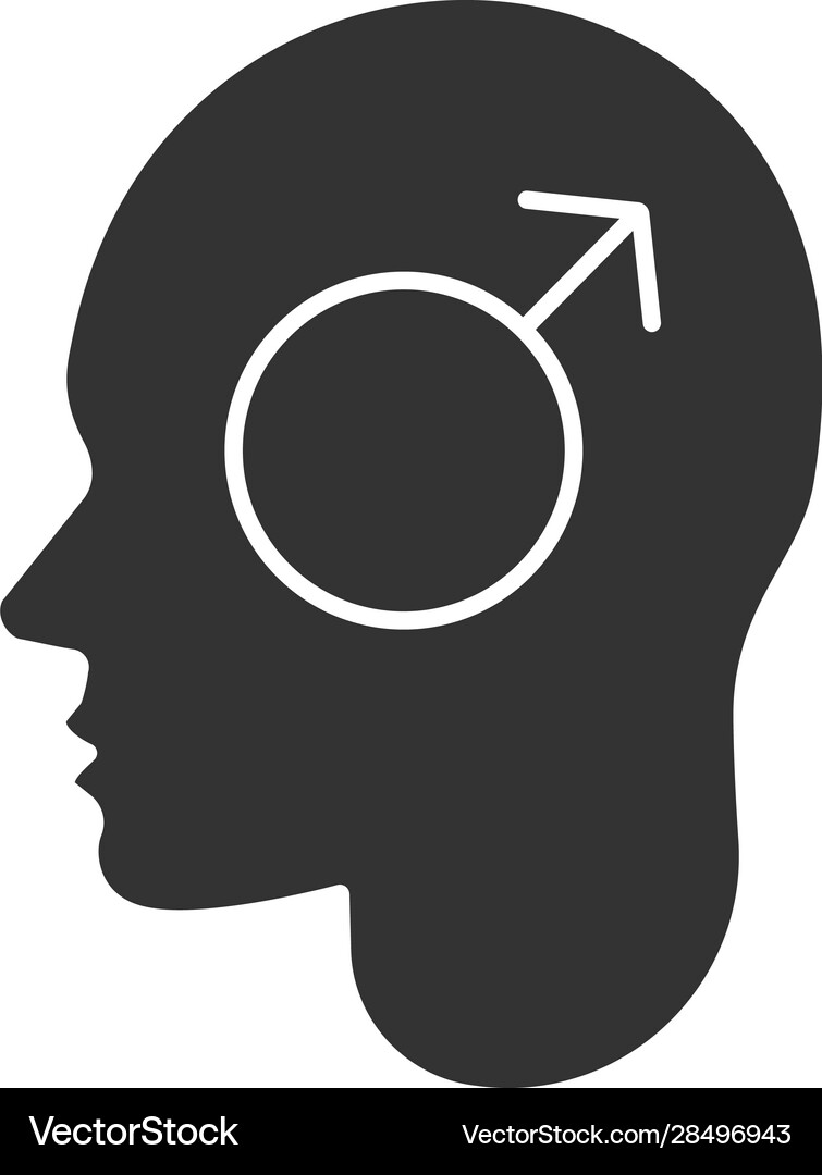Human head with male symbol inside glyph icon Vector Image