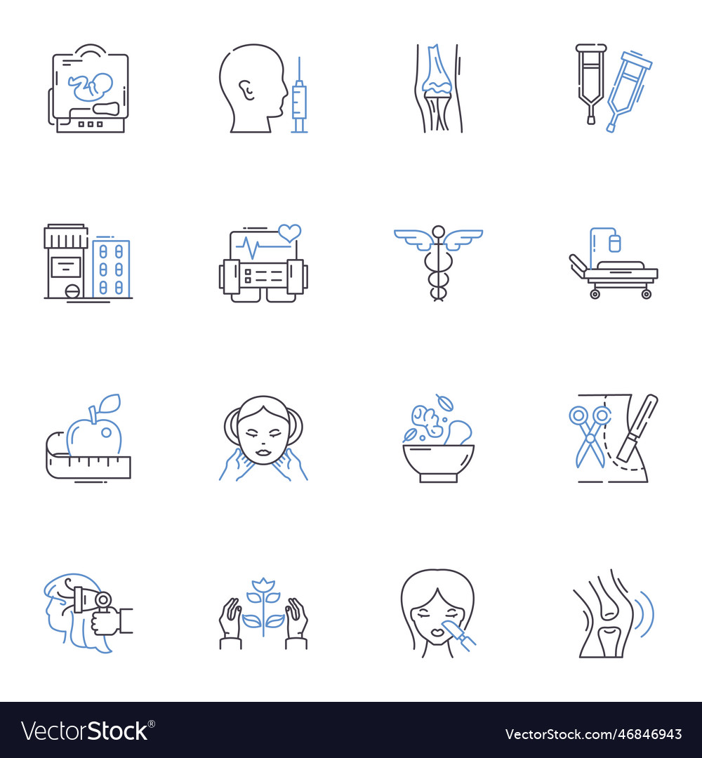 Nutrition line icons collection protein Royalty Free Vector
