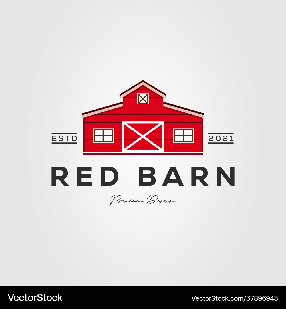 Red barn farm house logo design Royalty Free Vector Image