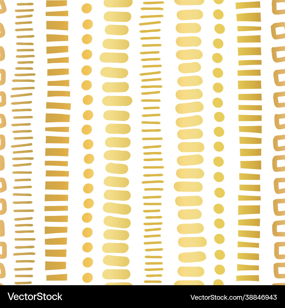 Vertical golden doodle stripes pattern seamless Vector Image