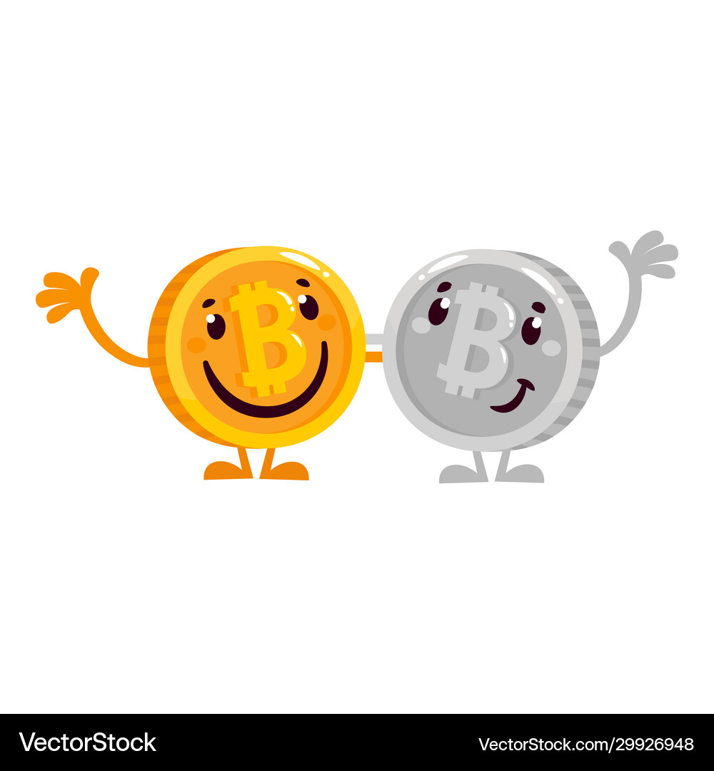 Concept crypto currency cartoon bitcoin Royalty Free Vector