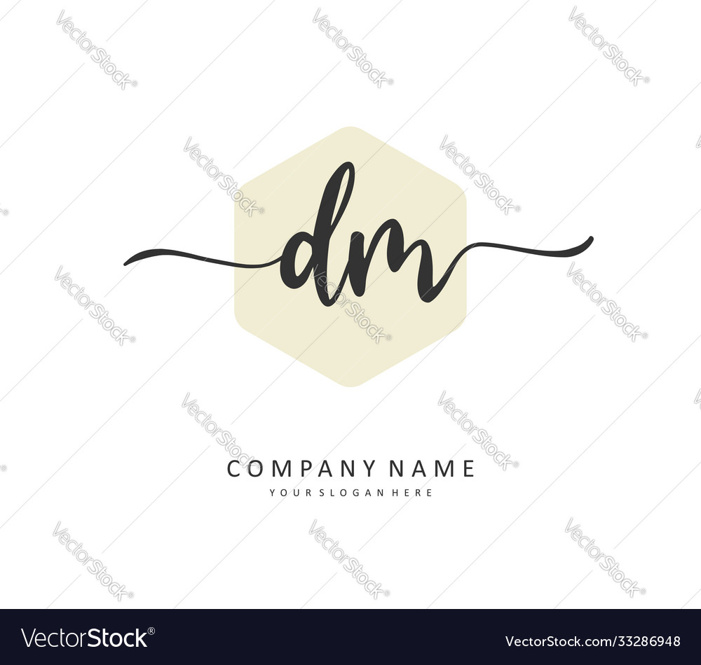 D m dm initial letter handwriting and signature Vector Image