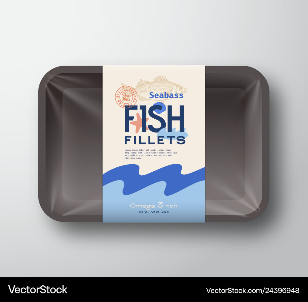 Fish fillets pack abstract plastic Royalty Free Vector Image