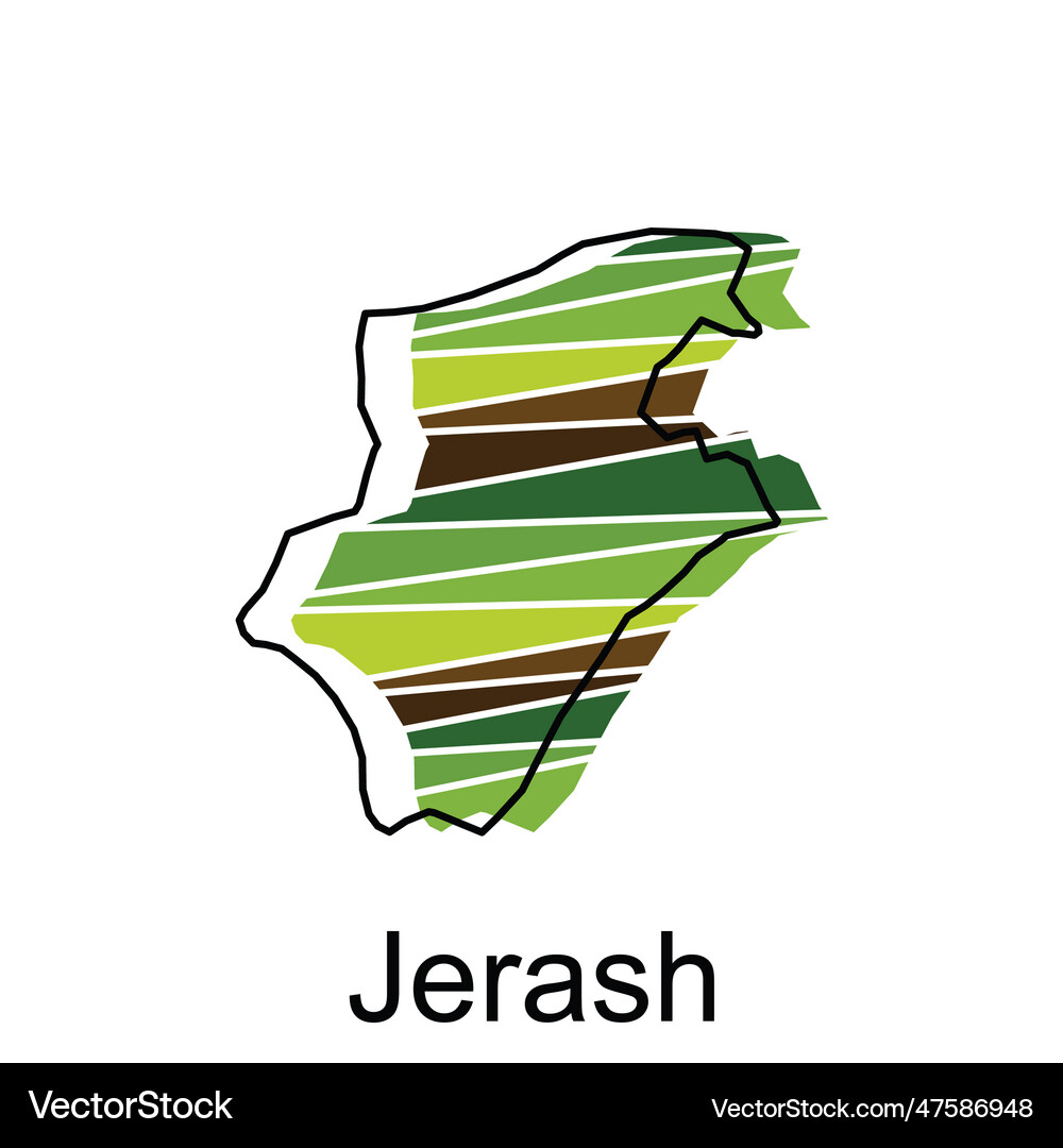 Fully editable map of jerash map of jordan Vector Image