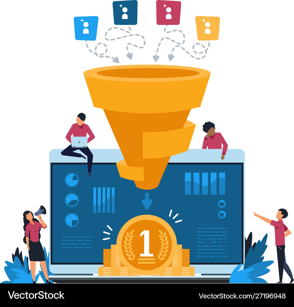 Funnel leads generation inbound marketing and Vector Image