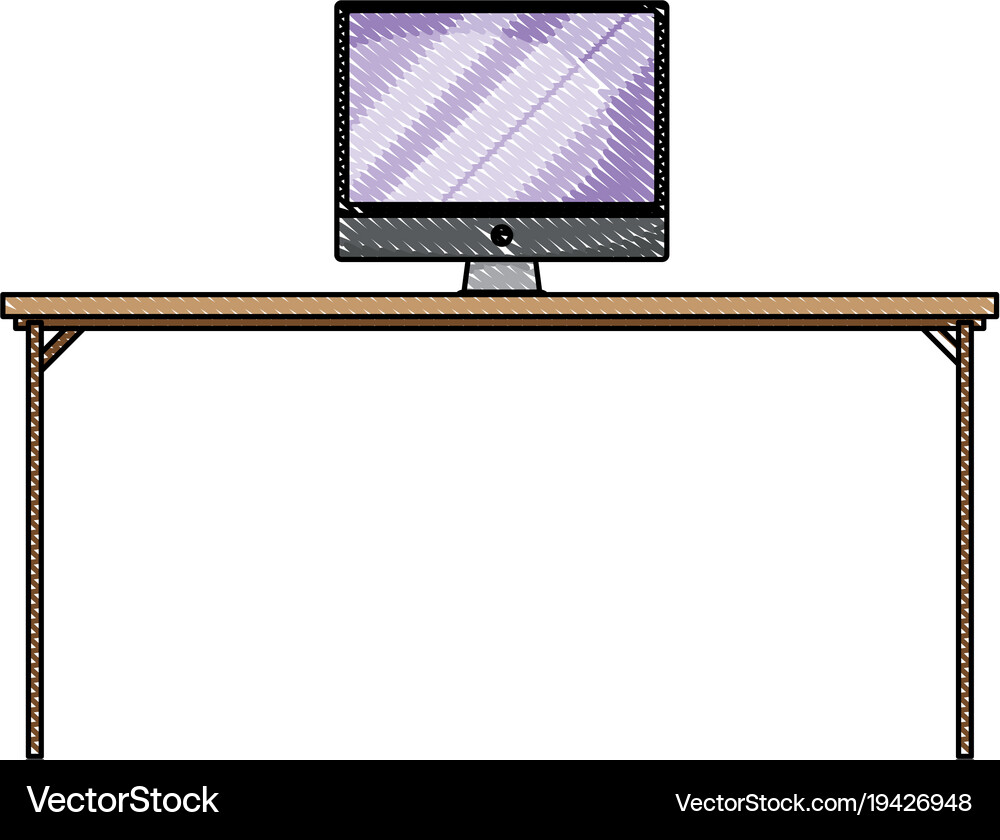 Grated Wood Desk Object With Computer Technology Vector Image