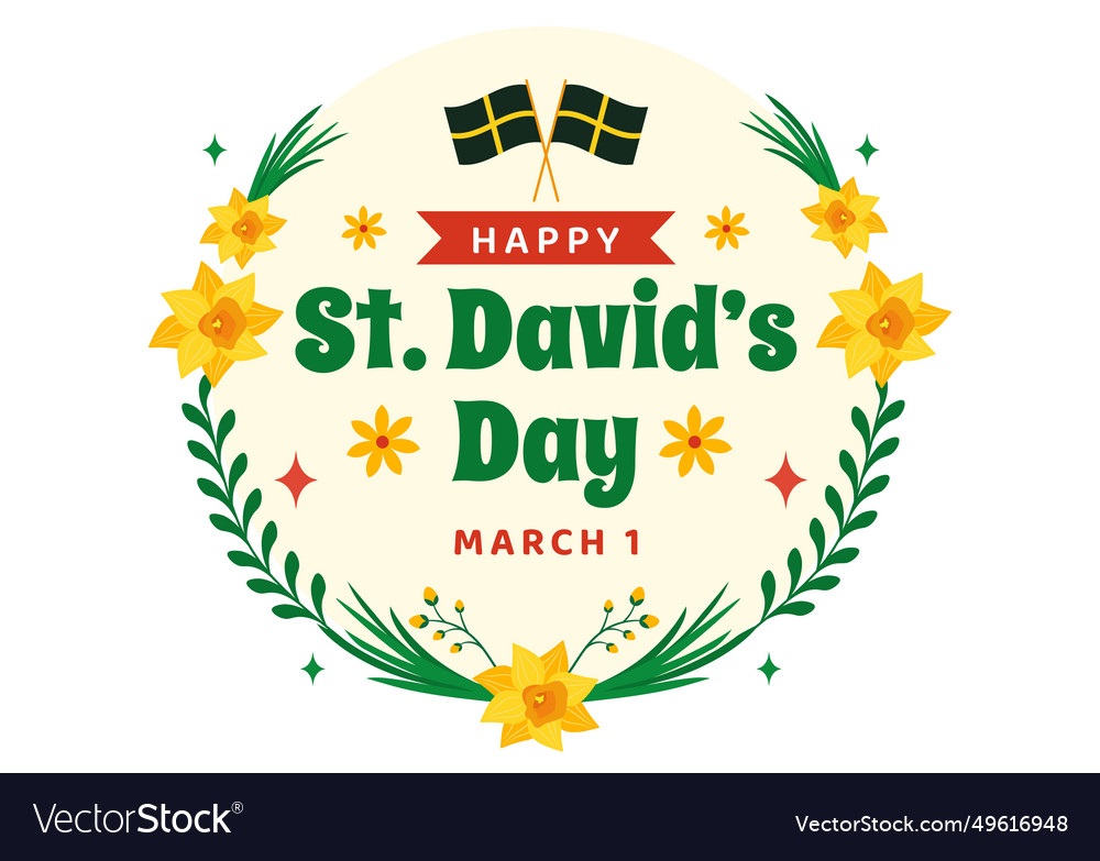 Happy st davids day on march 1 with welsh dragons Vector Image