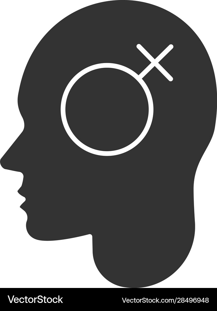 Human head with female symbol inside glyph icon Vector Image