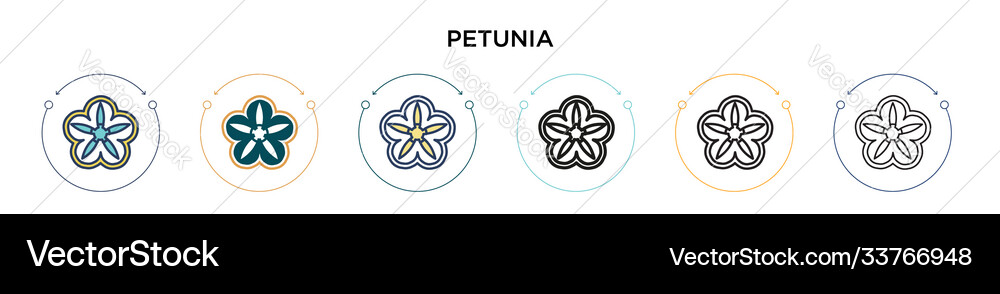 Petunia icon in filled thin line outline Vector Image