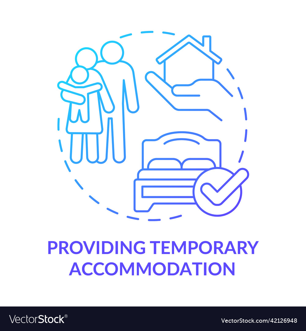 Providing temporary accommodation blue gradient Vector Image