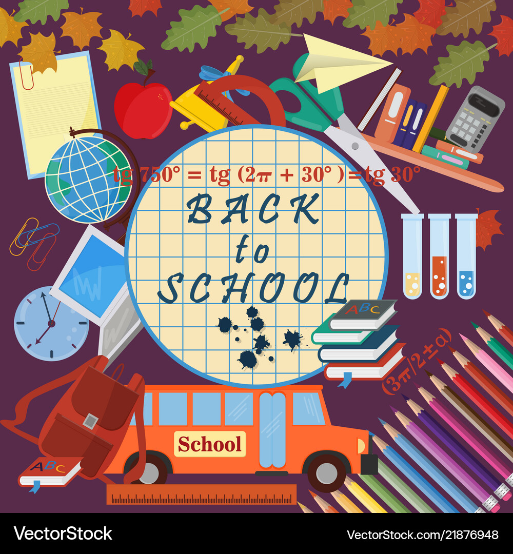 School theme design of subjects Royalty Free Vector Image