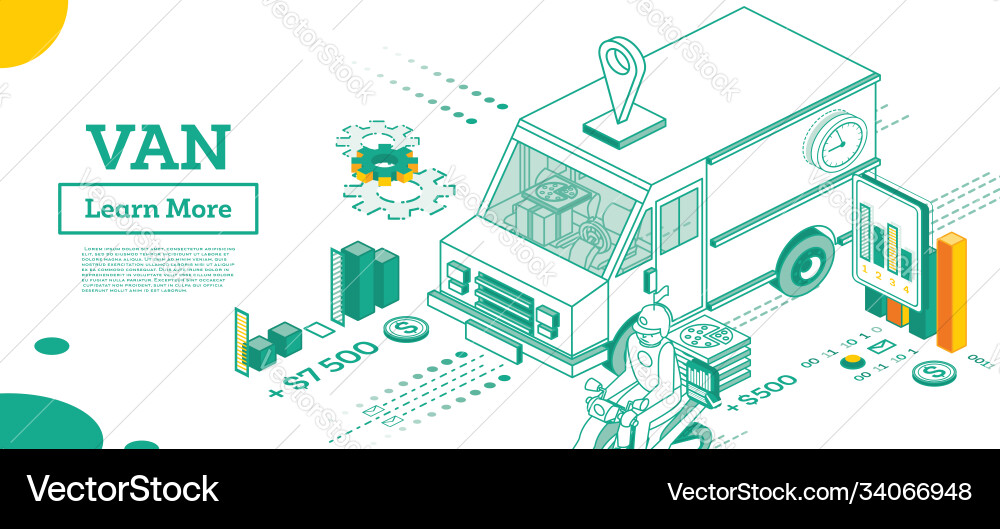 Small van car isometric commercial transport Vector Image