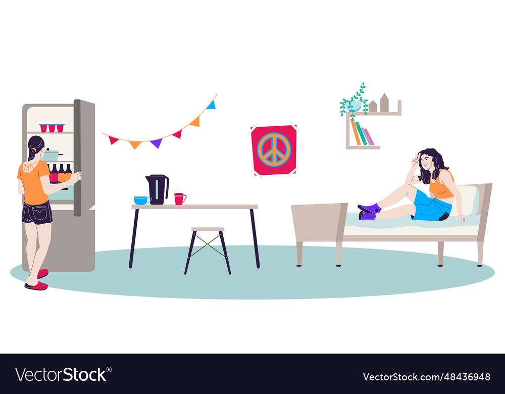 Student dormitory composition Royalty Free Vector Image