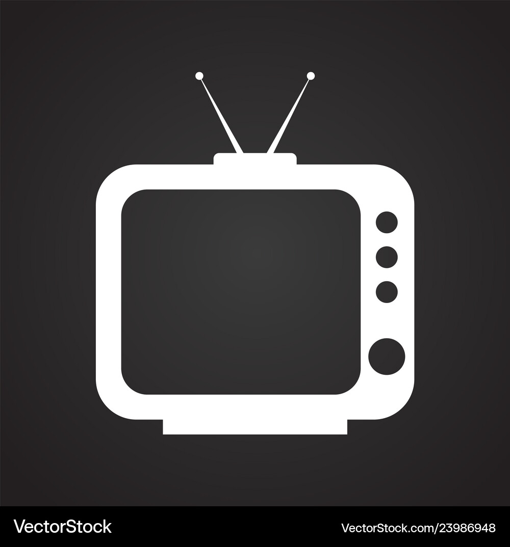 Tv icon on black background for graphic and web Vector Image
