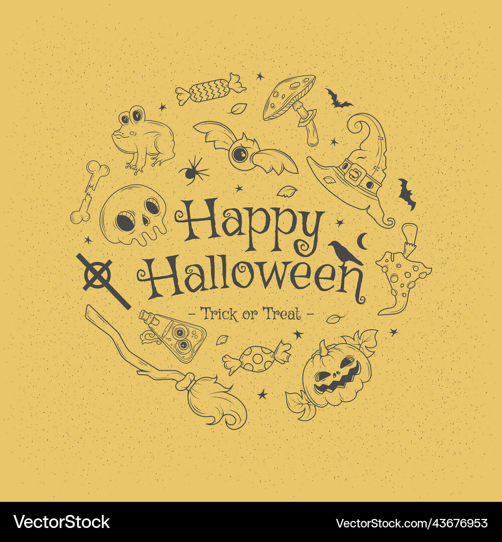 Big set of halloween doodle Royalty Free Vector Image