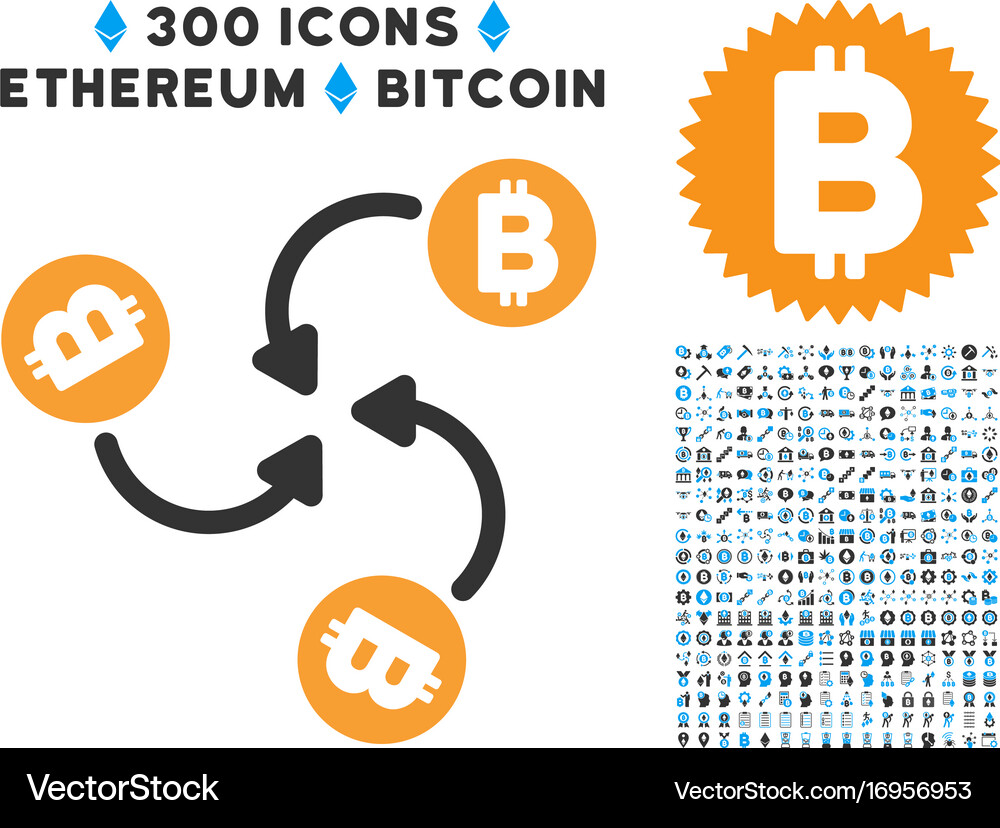 Bitcoin mixer swirl flat icon with collection Vector Image