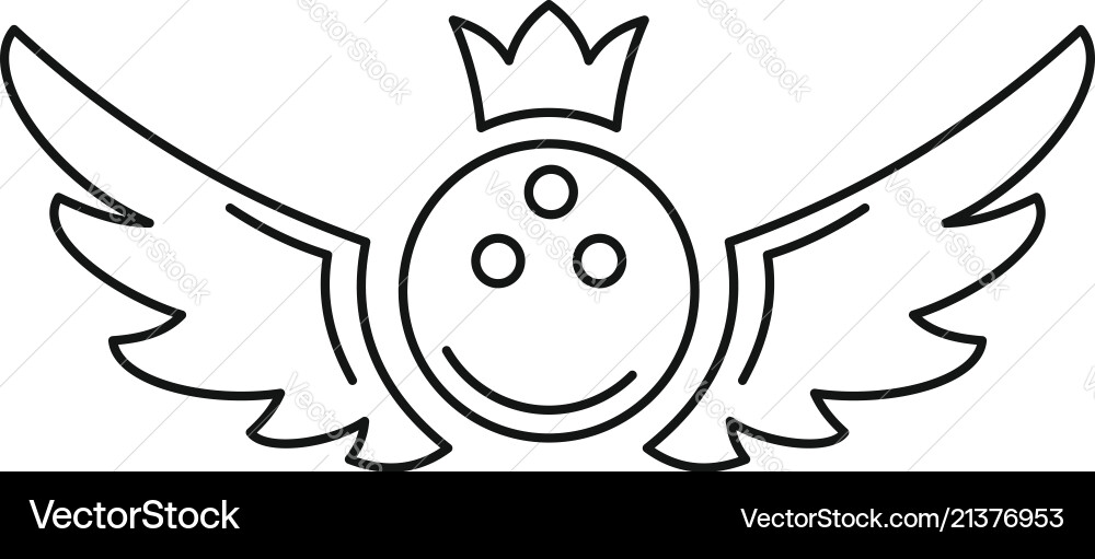 Bowling king emblem icon outline style Royalty Free Vector