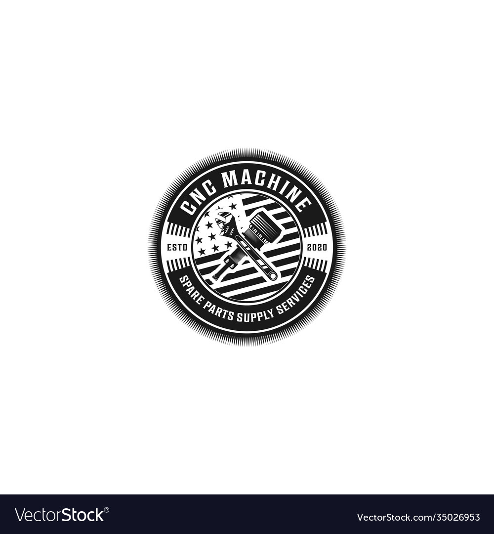 Cnc machine modern technology logo Royalty Free Vector Image Cnc machine modern technology logo Royalty Free Vector Image