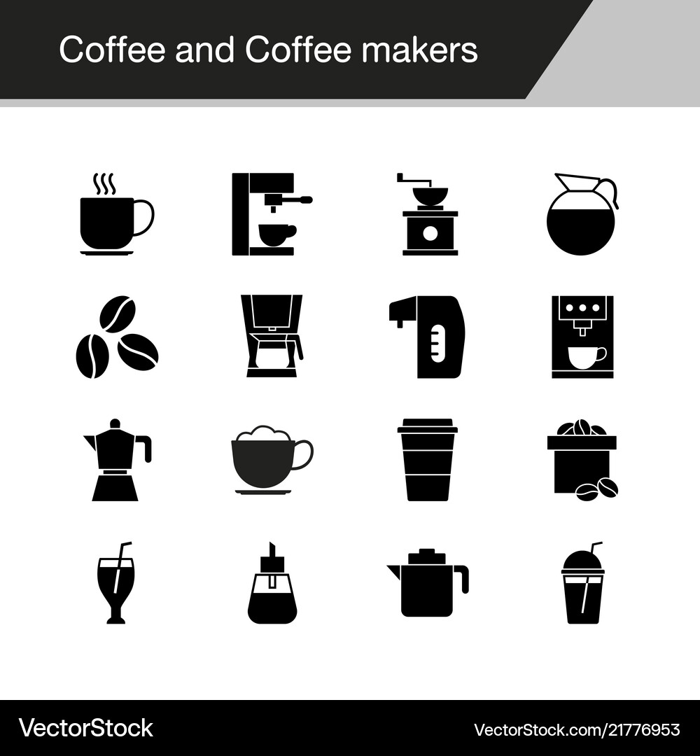 Coffee and coffee makers icons design for coffee Vector Image