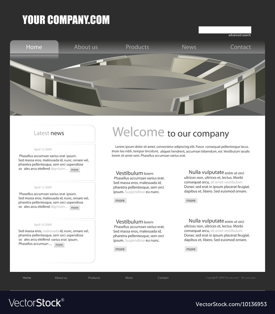 Editable website template Royalty Free Vector Image