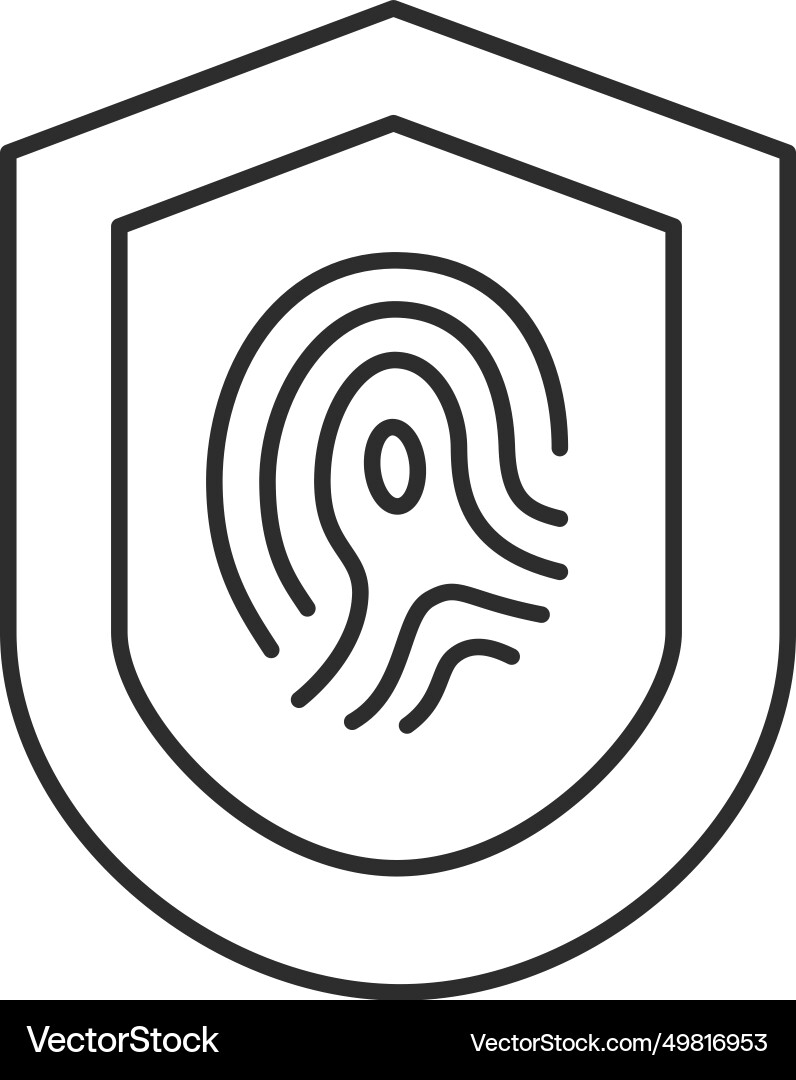 Fingerprint icon cybersecurity shield Royalty Free Vector