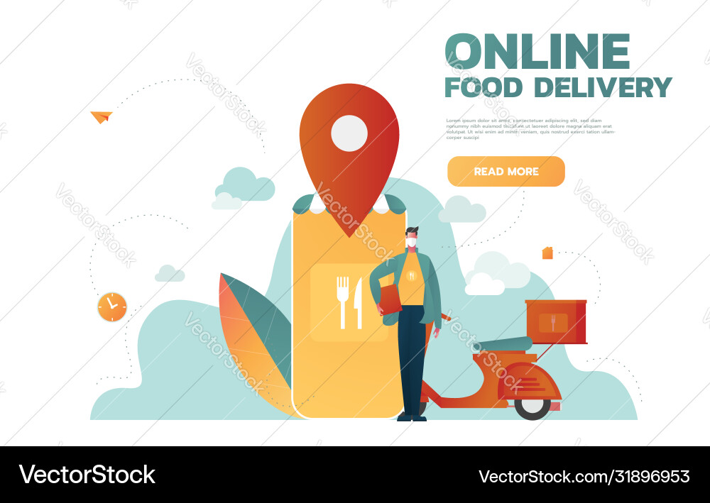 Food delivery service mobile application young Vector Image