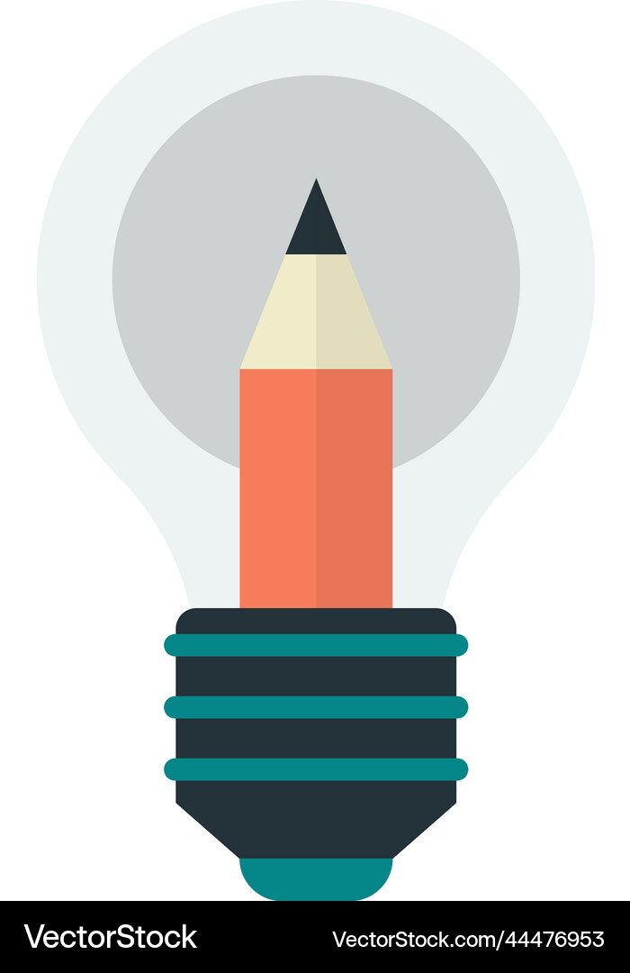 Light bulb and pencil in minimal style Royalty Free Vector