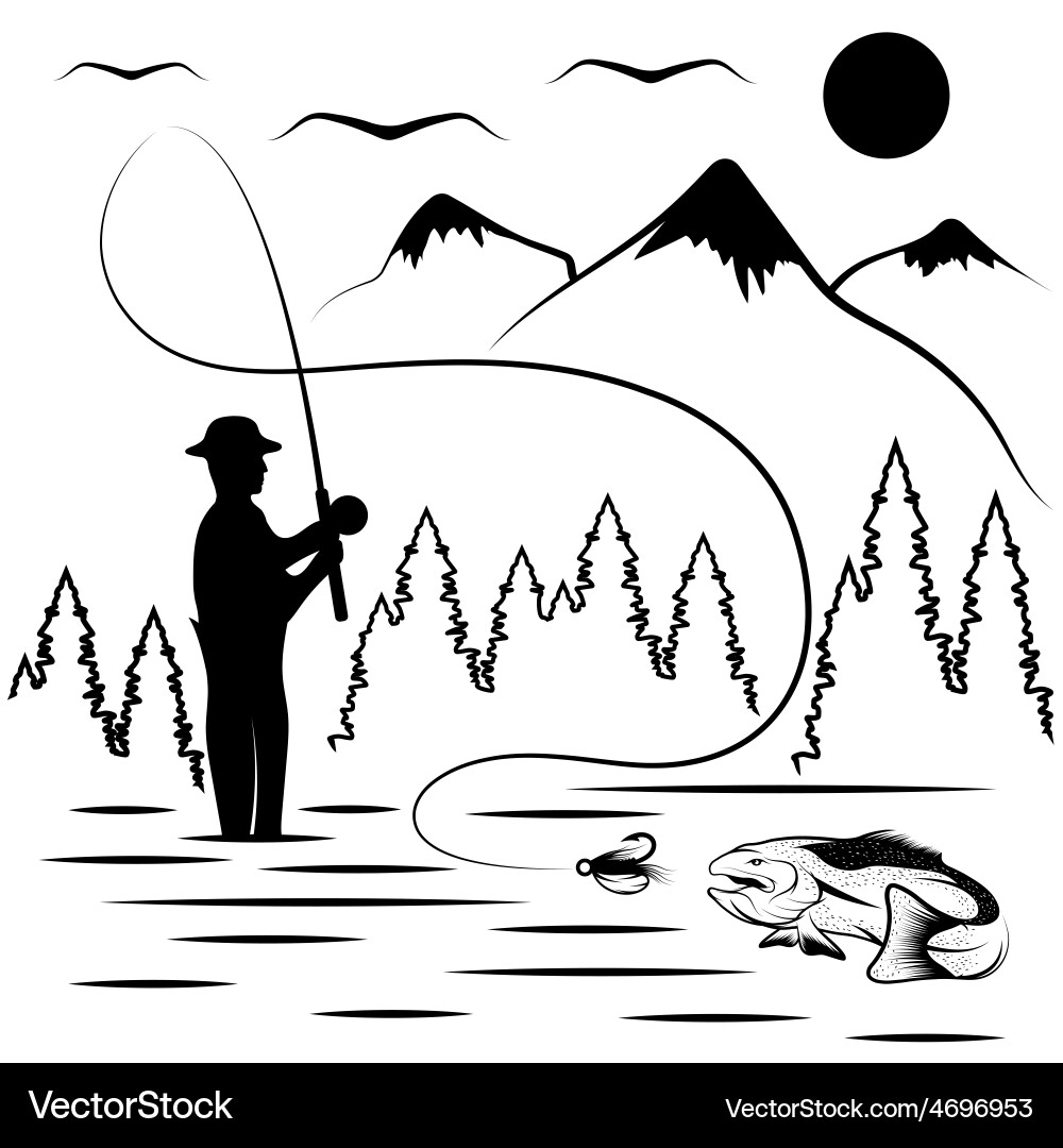 Vintage fishing theme Royalty Free Vector Image
