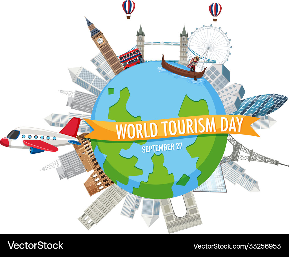 World tourism day symbol Royalty Free Vector Image