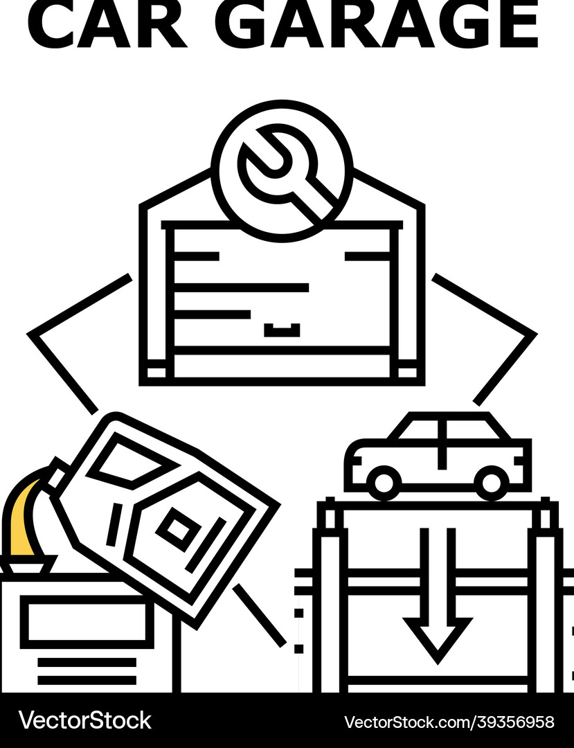 Car garage building concept black Royalty Free Vector Image