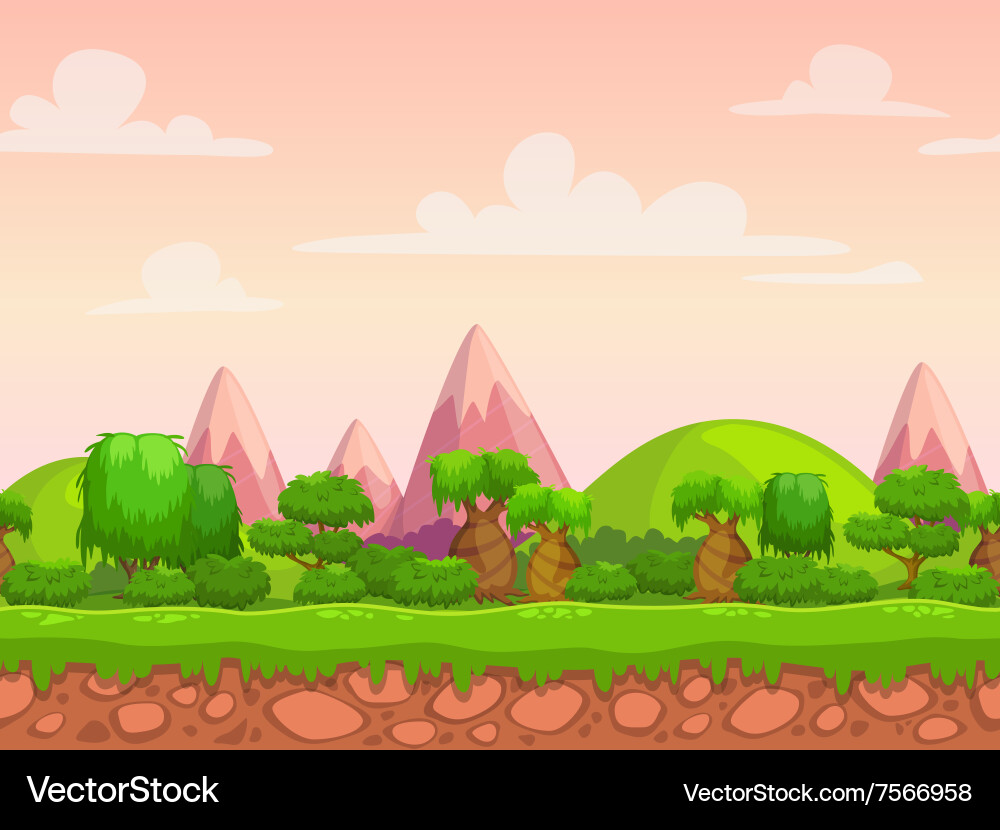 Cartoon seamless nature landscape Royalty Free Vector Image