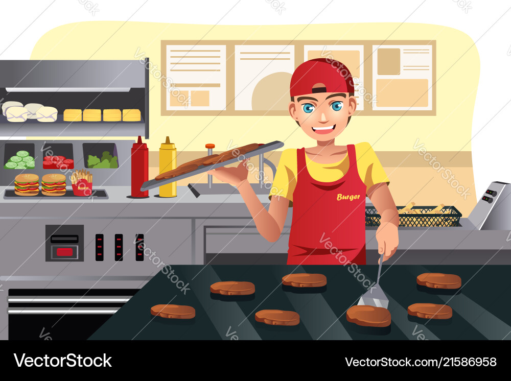 Cooking at fast food Royalty Free Vector Image