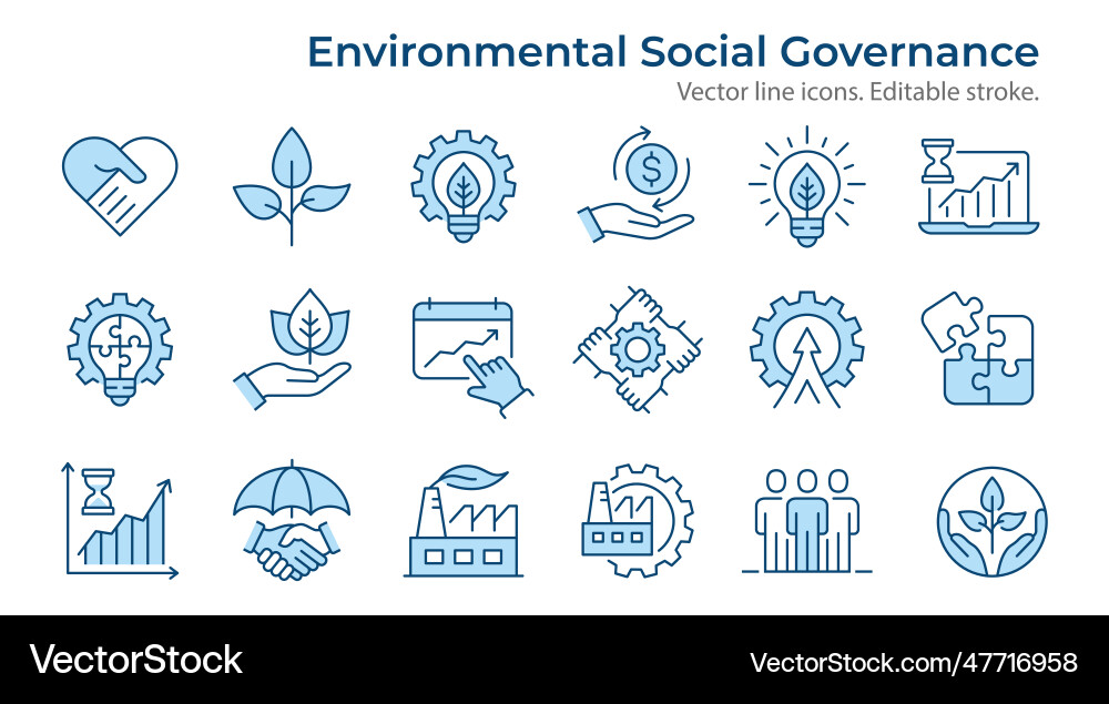 Esg flat icons such as environment social Vector Image