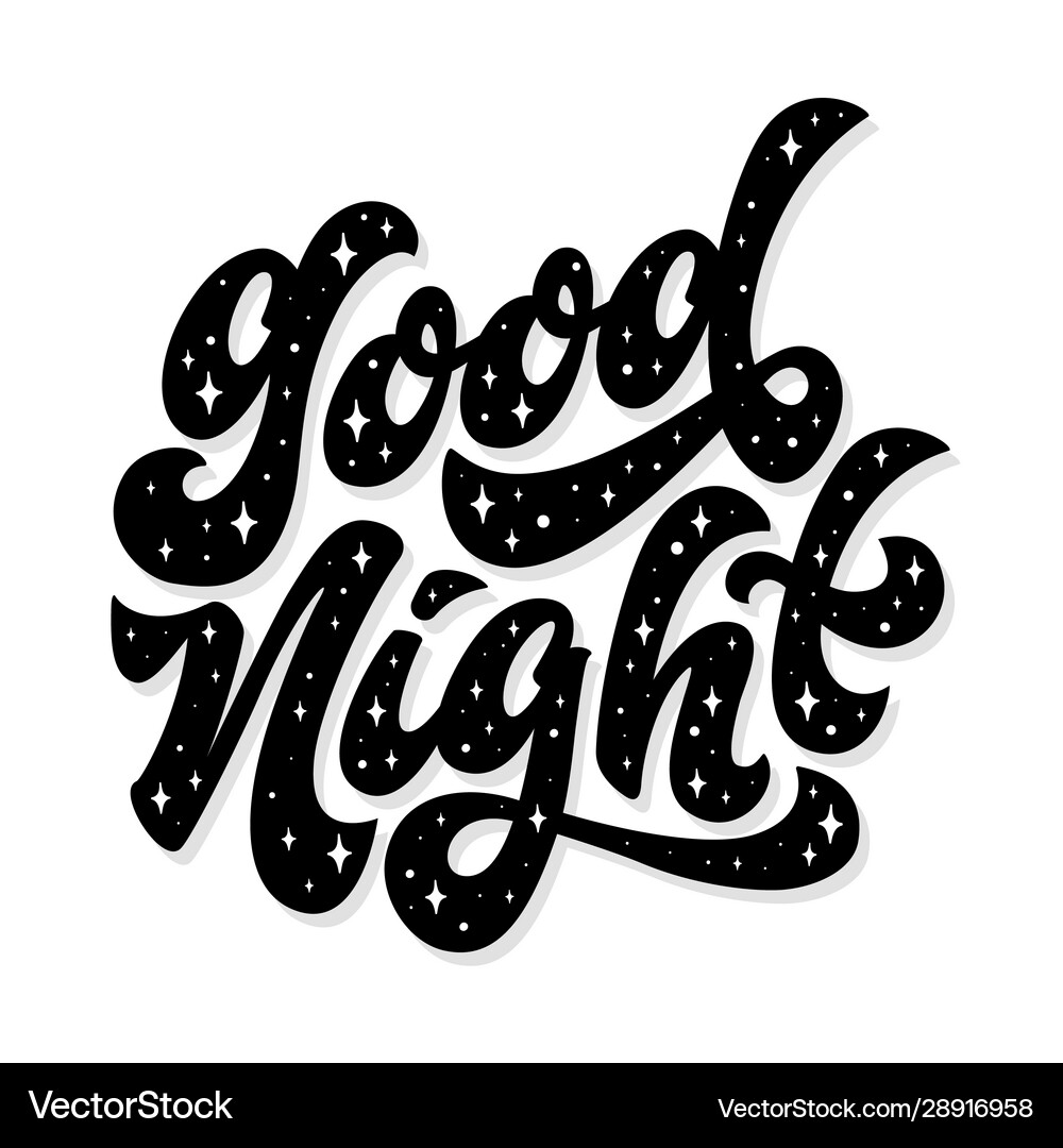 Good night with stars sky inside letters Vector Image