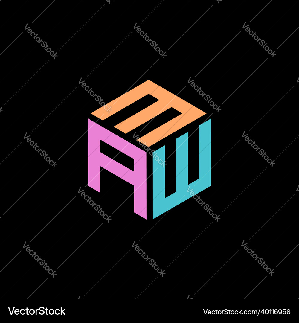 Hexagon logo with the letters maw design Vector Image