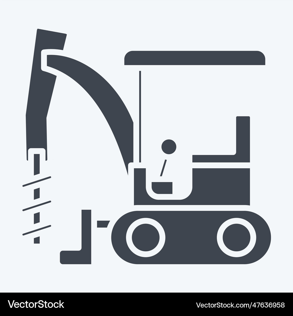 Icon excavator auger drive related Royalty Free Vector Image
