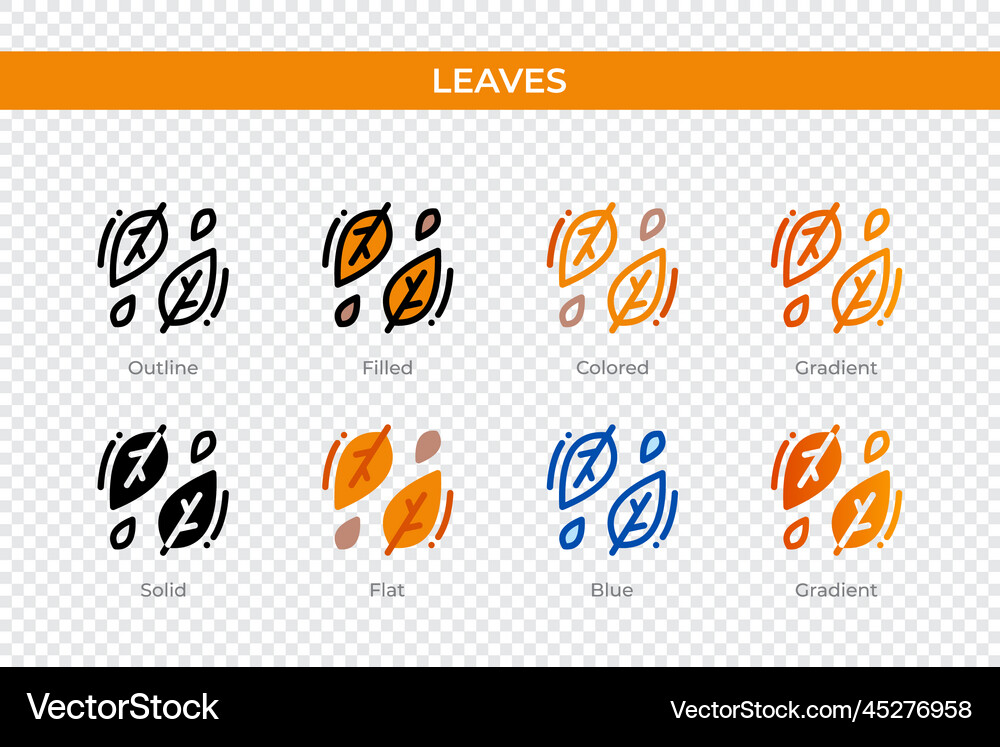 Leaves icon in different style icons Royalty Free Vector