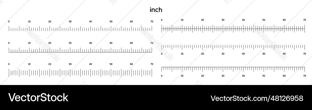 Measure scale horizontal meter from 0 to 70 inch Vector Image