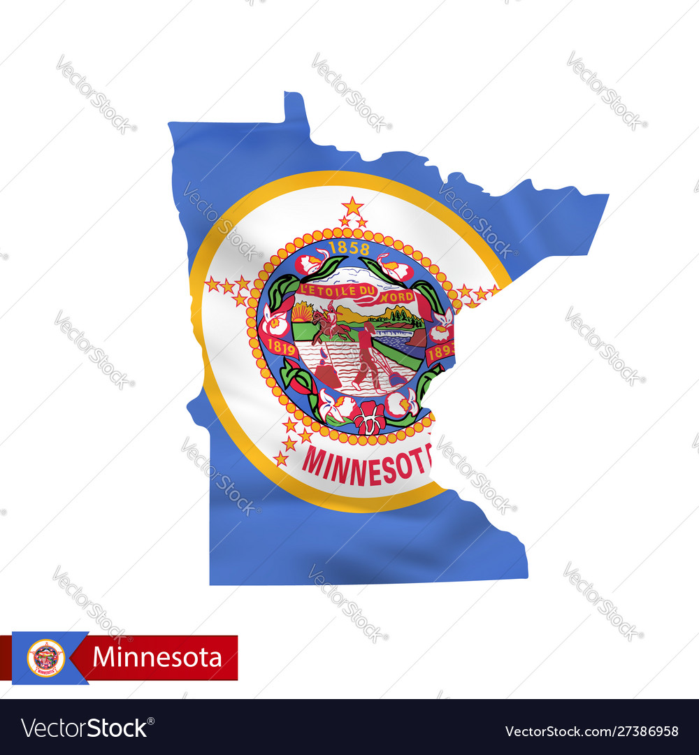 Minnesota state map with waving flag us Royalty Free Vector